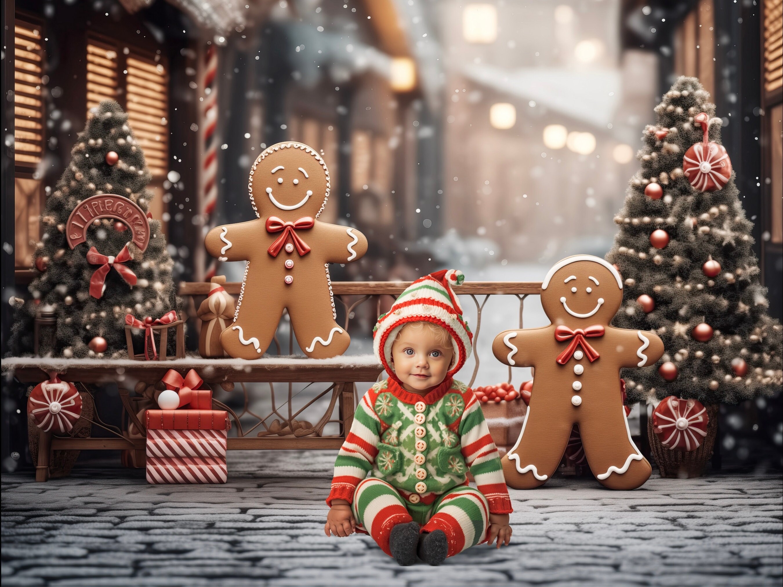9 Gingerbread Digital Backdrop Christmas Digital Background - Etsy