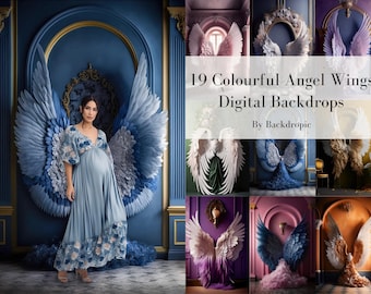 Digital Backdrops Digital Angel Wings Background Wedding Backdrop ...