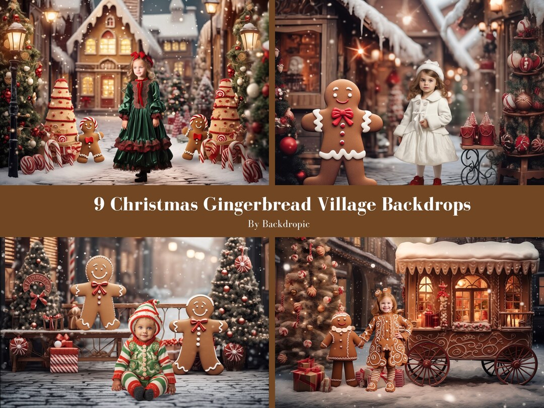 9 Gingerbread Background Christmas Backdrop Photoshop Overlays ...