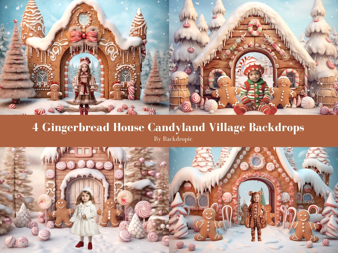 4 Christmas Digital Backdrop Photography Gingerbread Background ...