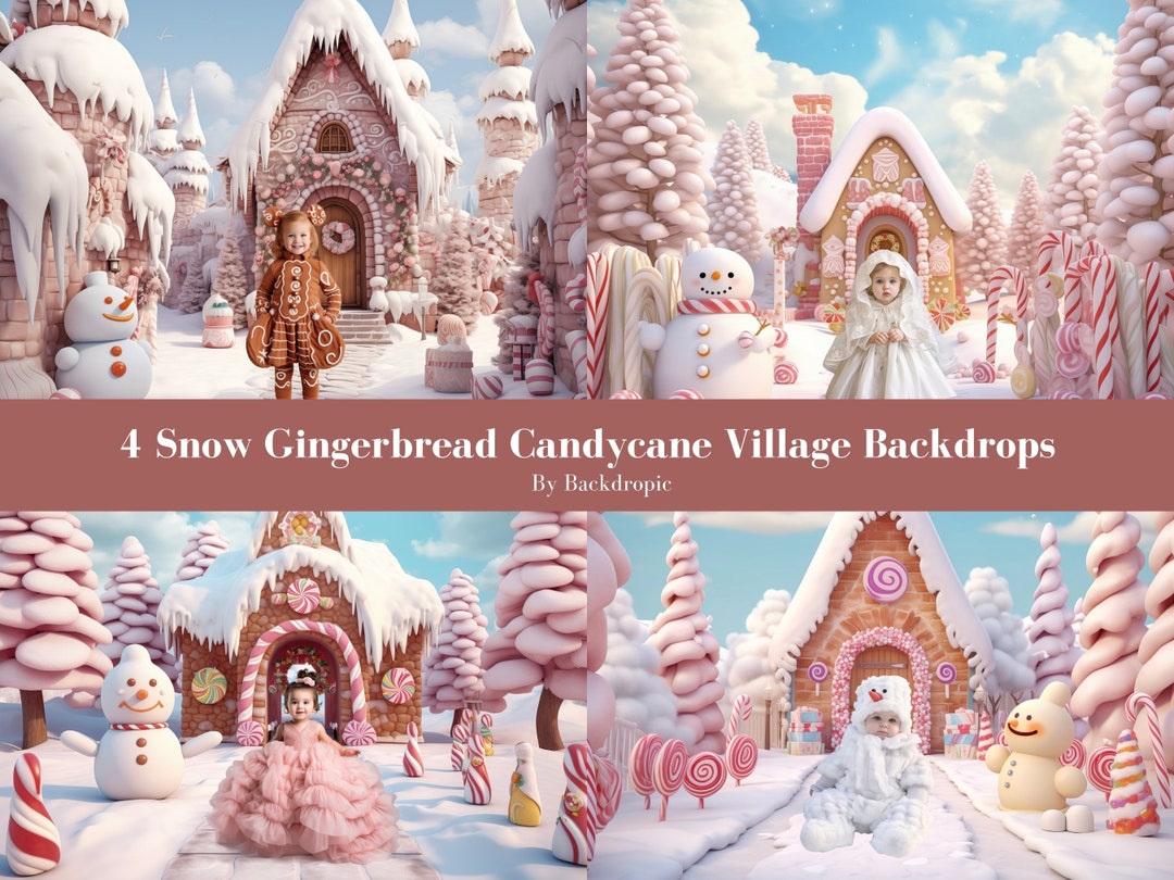 4 Christmas Backdrop Photoshop Overlays Gingerbread Digital Background ...