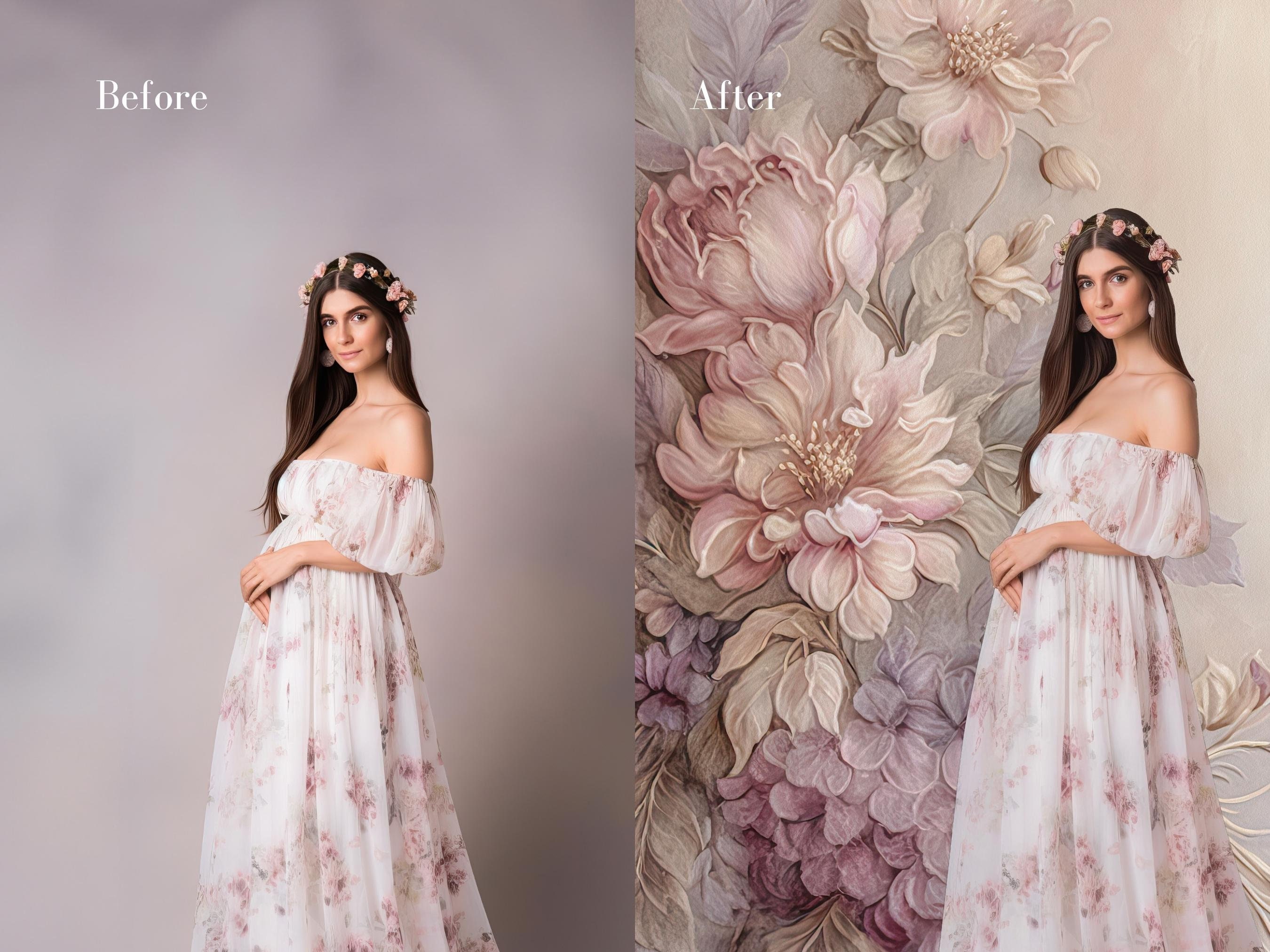 Tone of Pink Floral Fine Art Floral Digital Backdrops Maternity ...