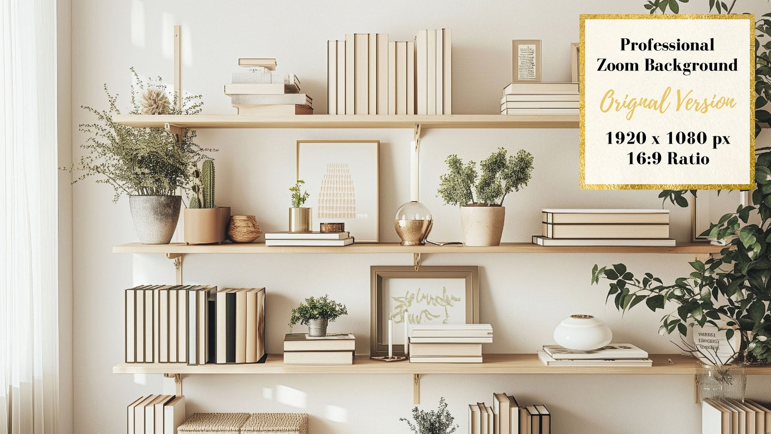 Boho Zoom Background Office Background Zoom Modern Home Office ...