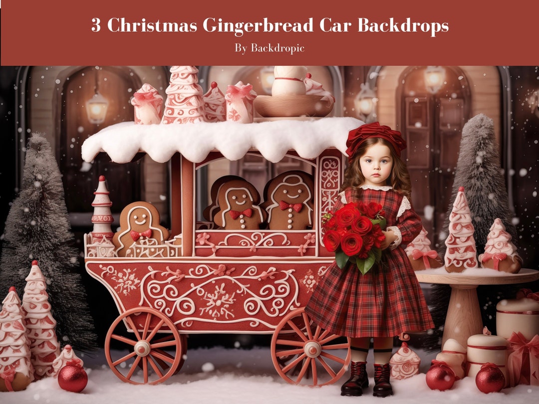 3 Christmas Backdrop Photoshop Overlays Gingerbread Digital Background ...
