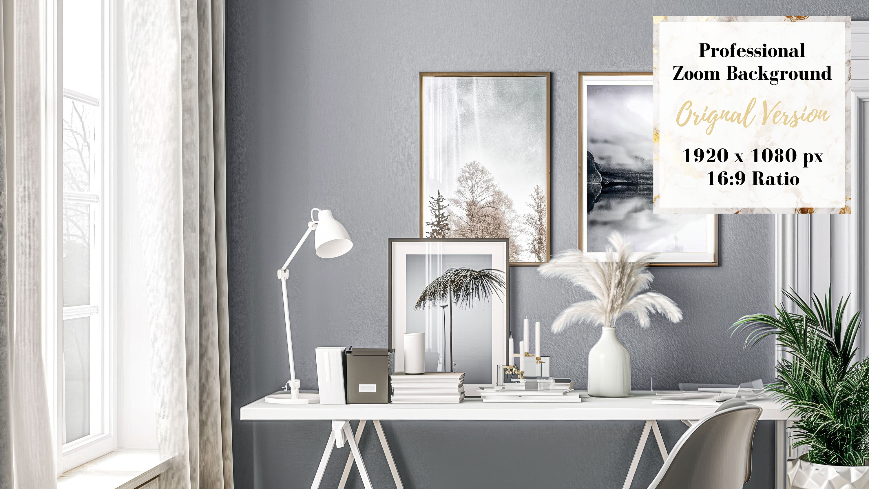 Modern Gray Home Office Zoom Background (digital Download) - Etsy