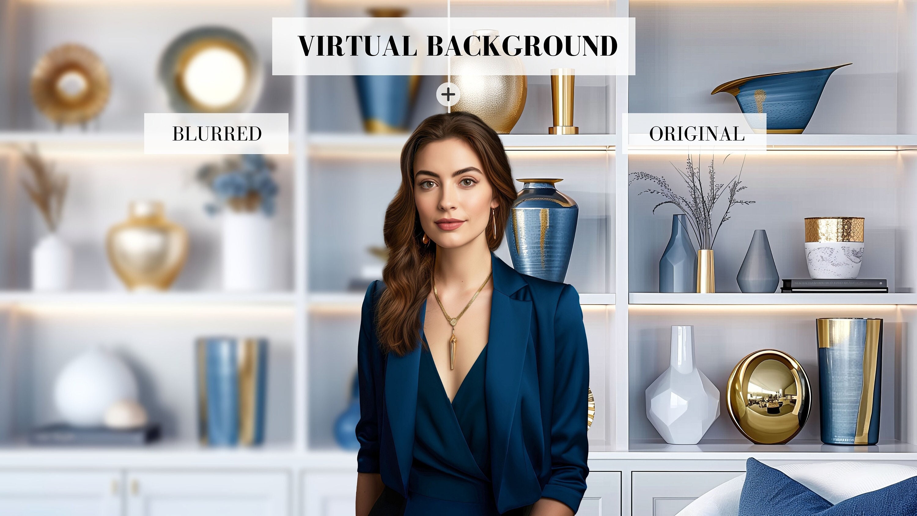 Blue Zoom Background Blurred Virtual Office Background Home Office ...