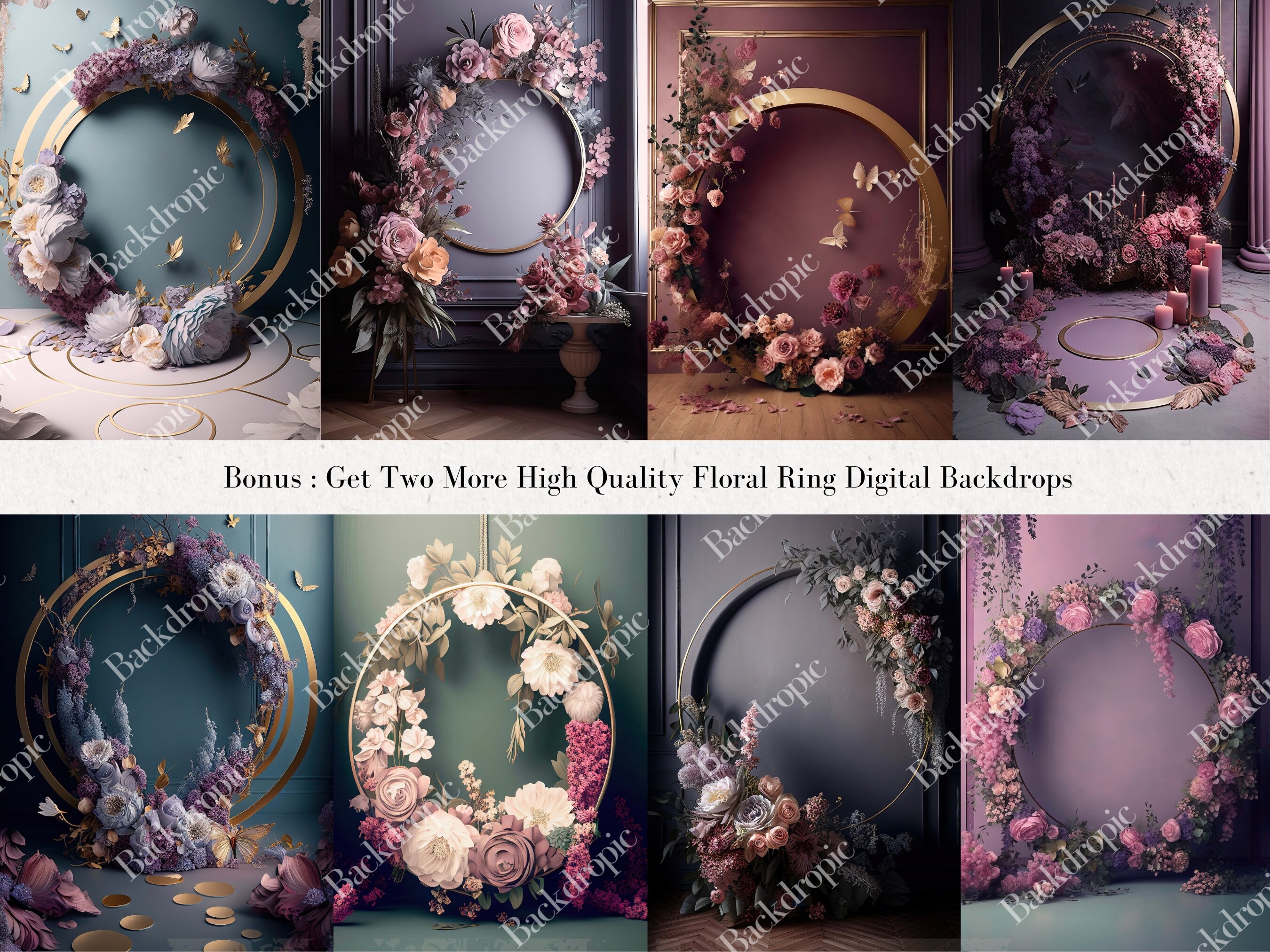 Floral Ring Backdrop Overlays Maternity Digital Backdrop Maternity ...