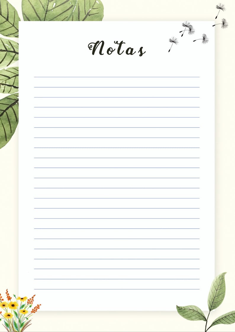Printable Note-taking Sheet - Hoja Para Tomar Notas - Etsy