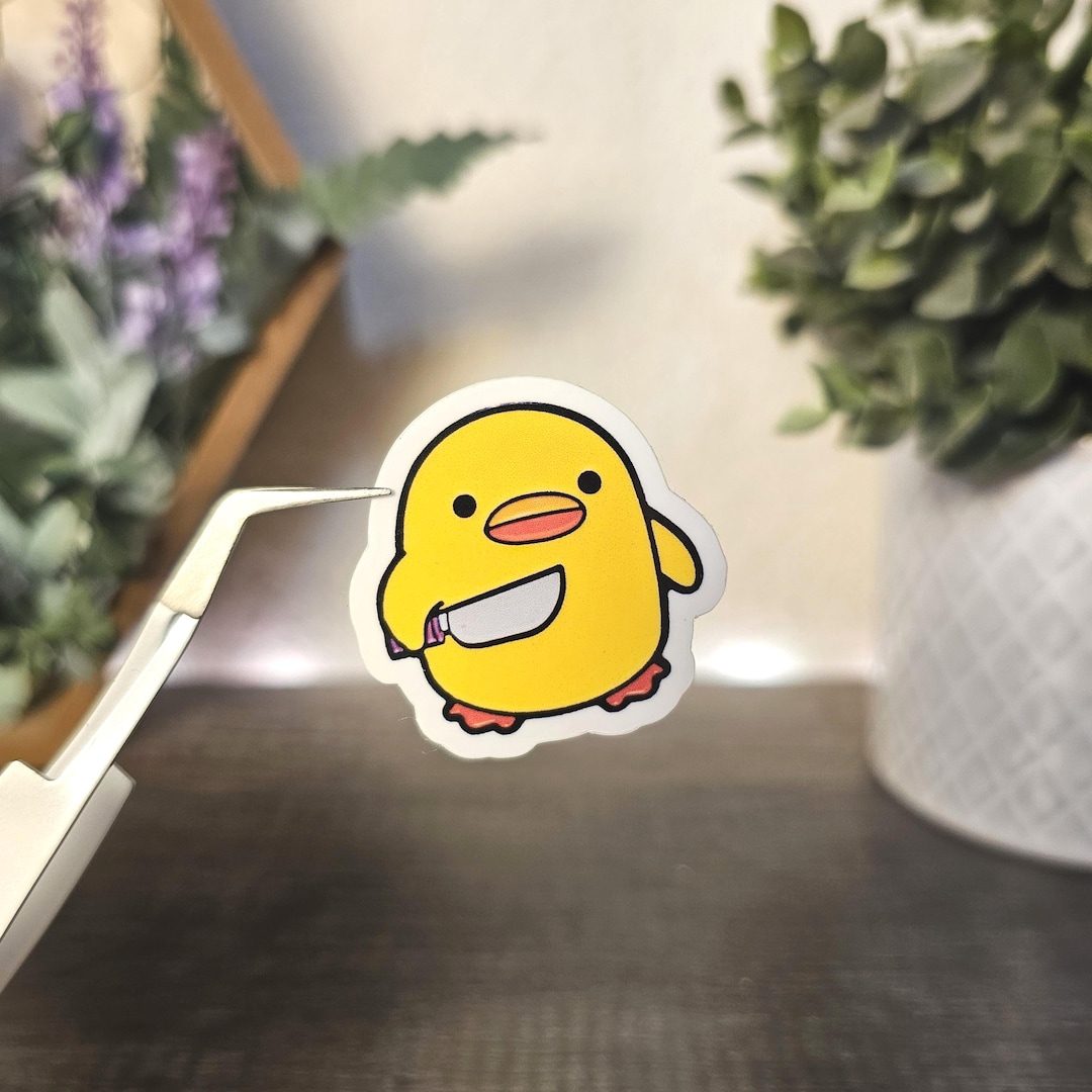 Duck With A Knife Meme Sticker, Gym Sticker, Laptop Sticker, Phone ...