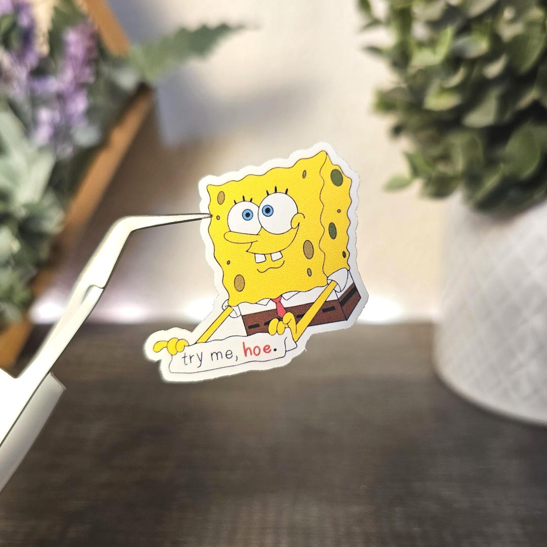Yellow Sponge Guy Funny Meme Sticker-try Me- FAFO- Vinyl Waterproof ...