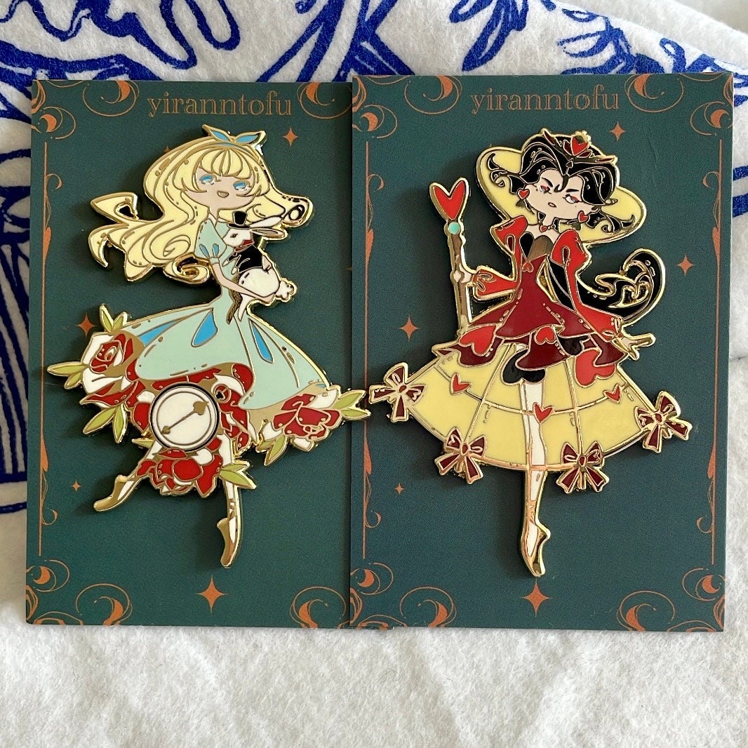 Alice Enamel Pin Alice in Wonderland Roses and White Rabbit Enamel Pin ...