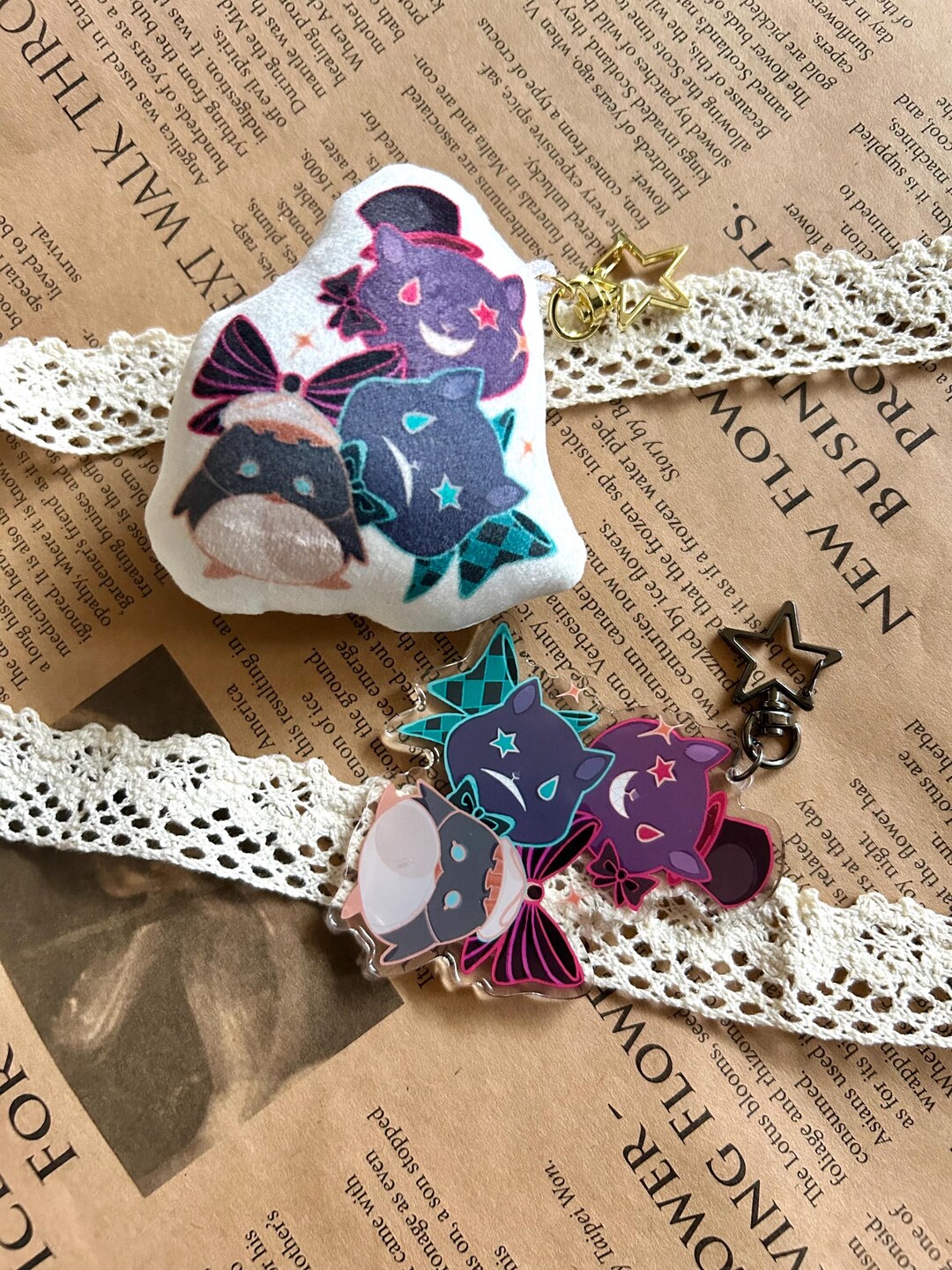 Lyney, Lynette, Freminet Mascot Plush and Acrylic Keychain! - Etsy