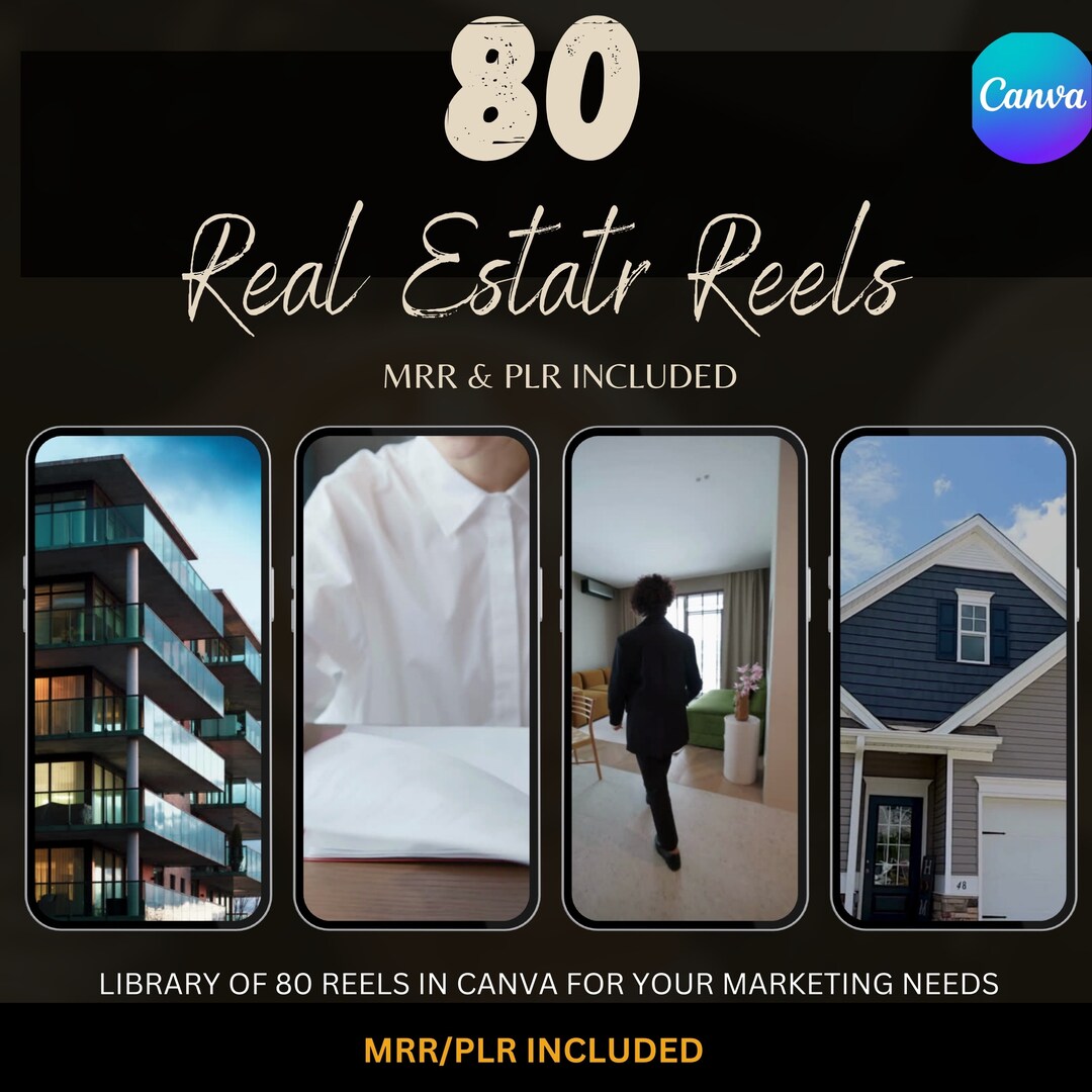 80 Real Estate Reels: MRR & PLR Instagram Templates (digital Download ...