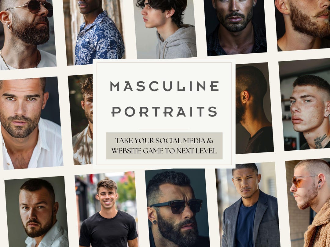 Masculine Men Portrait Stock Photos: MRR & PLR Rights (PNG Digital ...