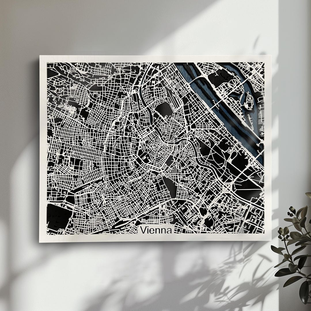 Vienna Map Made of Acrylic and Wood City Map as Wall Decoration Gift ...