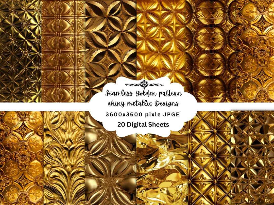 Luxury Gold Pattern Digital Paper, Seamless Gold Foil Textures, Gold ...