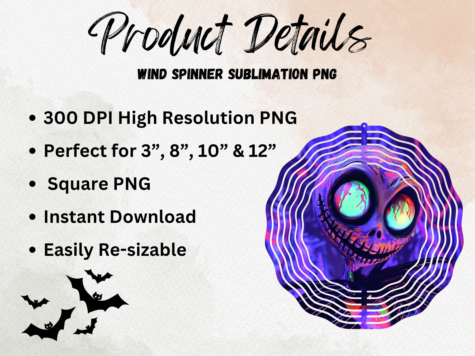 Halloween Jack Skellington PNG Sublimation Wind Spinner Digital ...