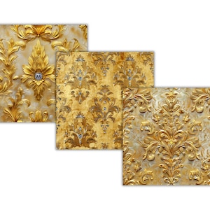 Gold Distressed Damask Digital Paper, Gold Digital Paper Pack, Gold ...