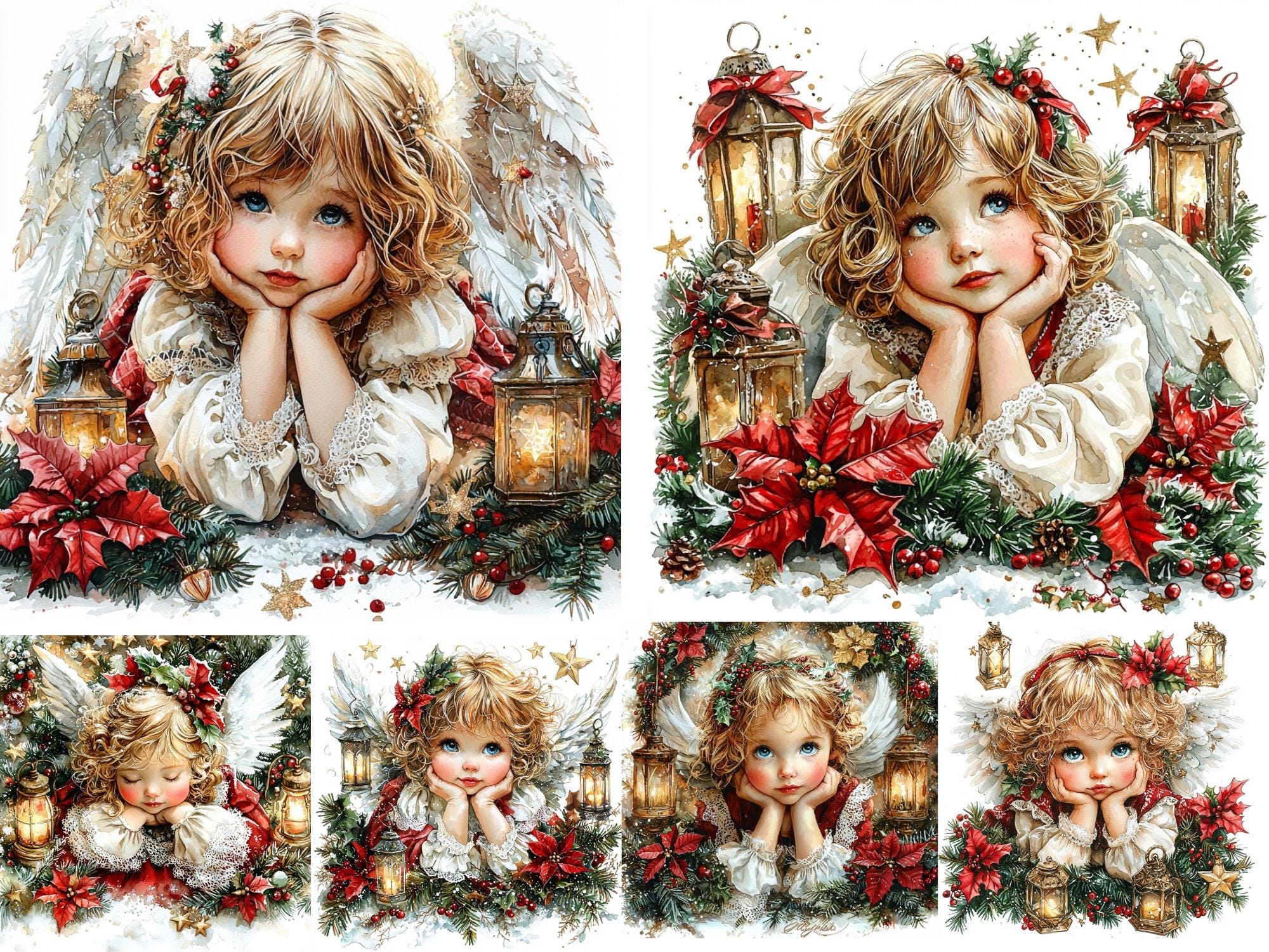 Watercolour Cute Christmas Angel Graphics JPEG Christmas Clipart ...