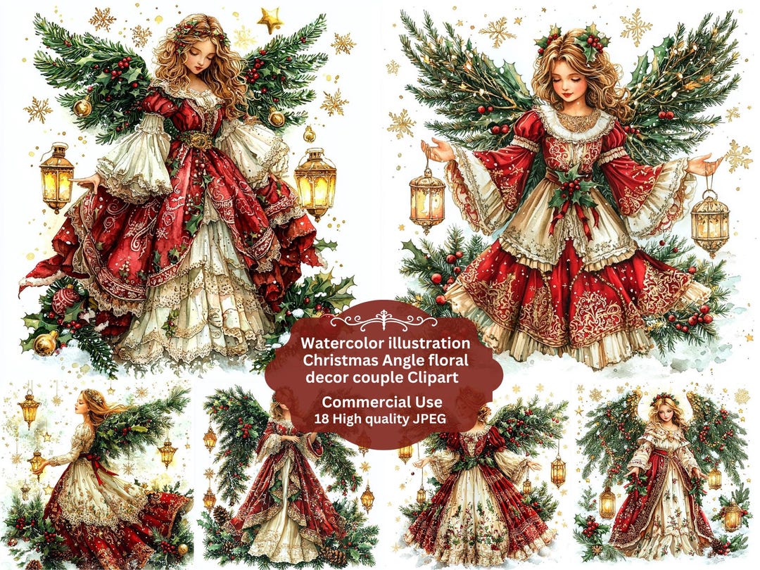 Watercolour Beautiful Christmas Angel Graphics Christmas Clipart ...