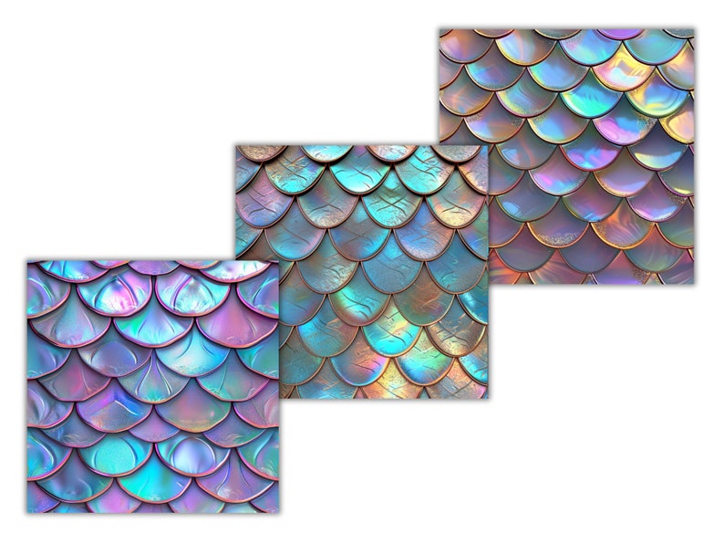 Mermaid Scales Digital Paper, Seamless Mermaid Tail Scale Textures With ...