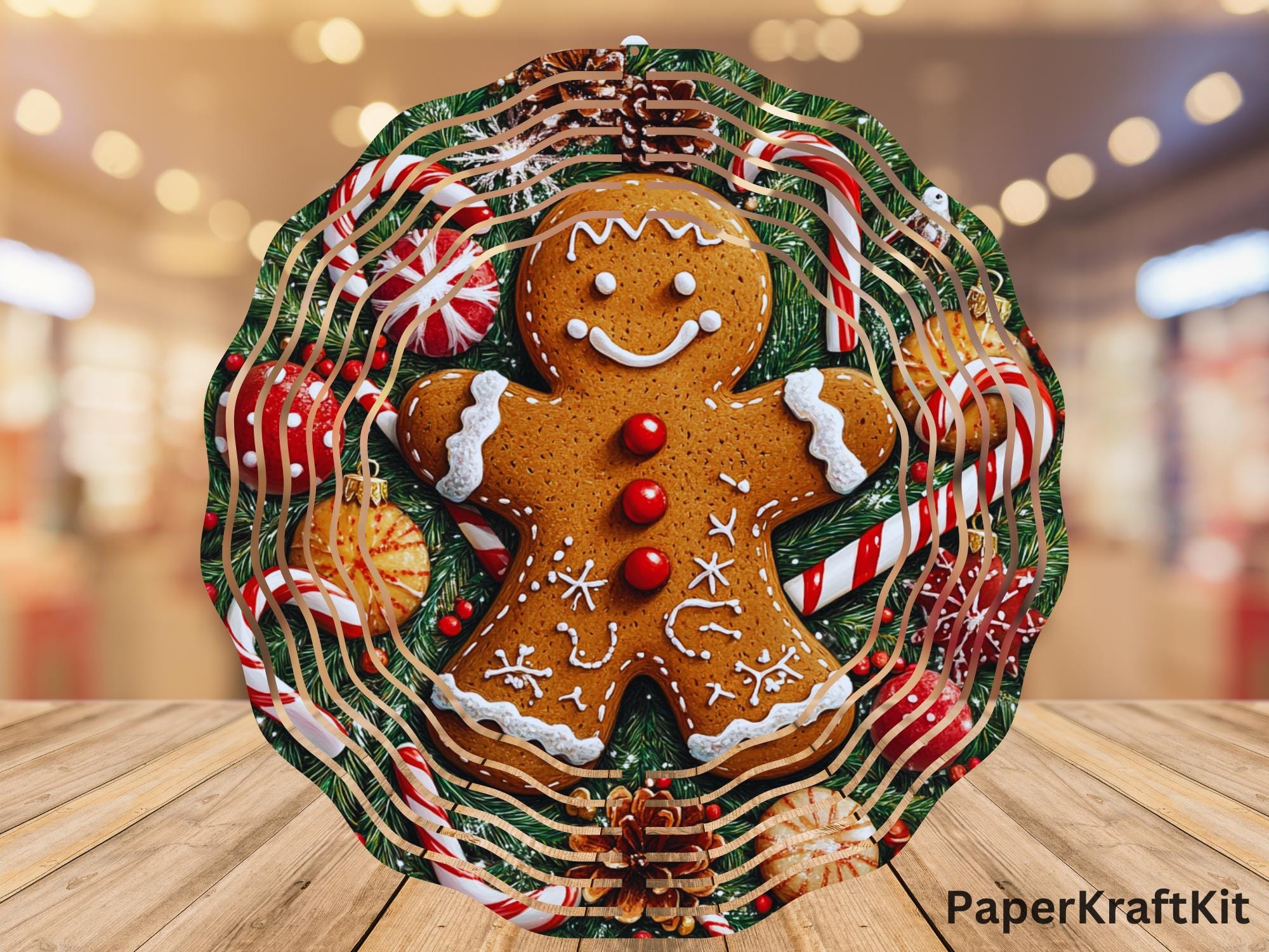 3D Gingerbread With Candy Wind Spinner Sublimation Design, PNG File ...