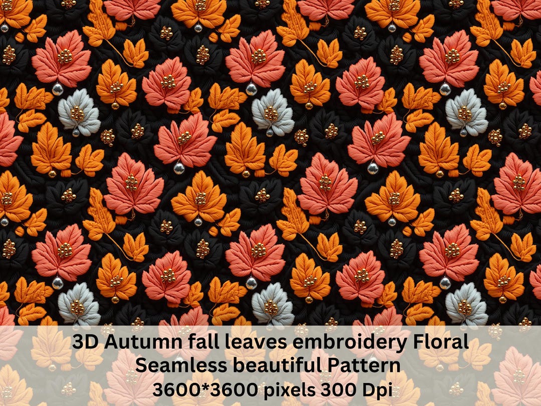 3D Fall Leaves Seamless Pattern Digital Paper for Fabric, Autumn Rust ...
