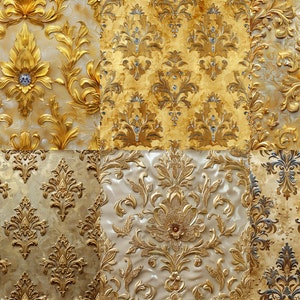 Gold Distressed Damask Digital Paper, Gold Digital Paper Pack, Gold ...