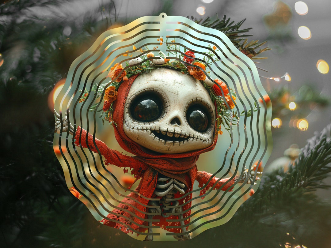 Skeleton Flying 3D Wind Spinner Sublimation Designs, Fall Halloween ...