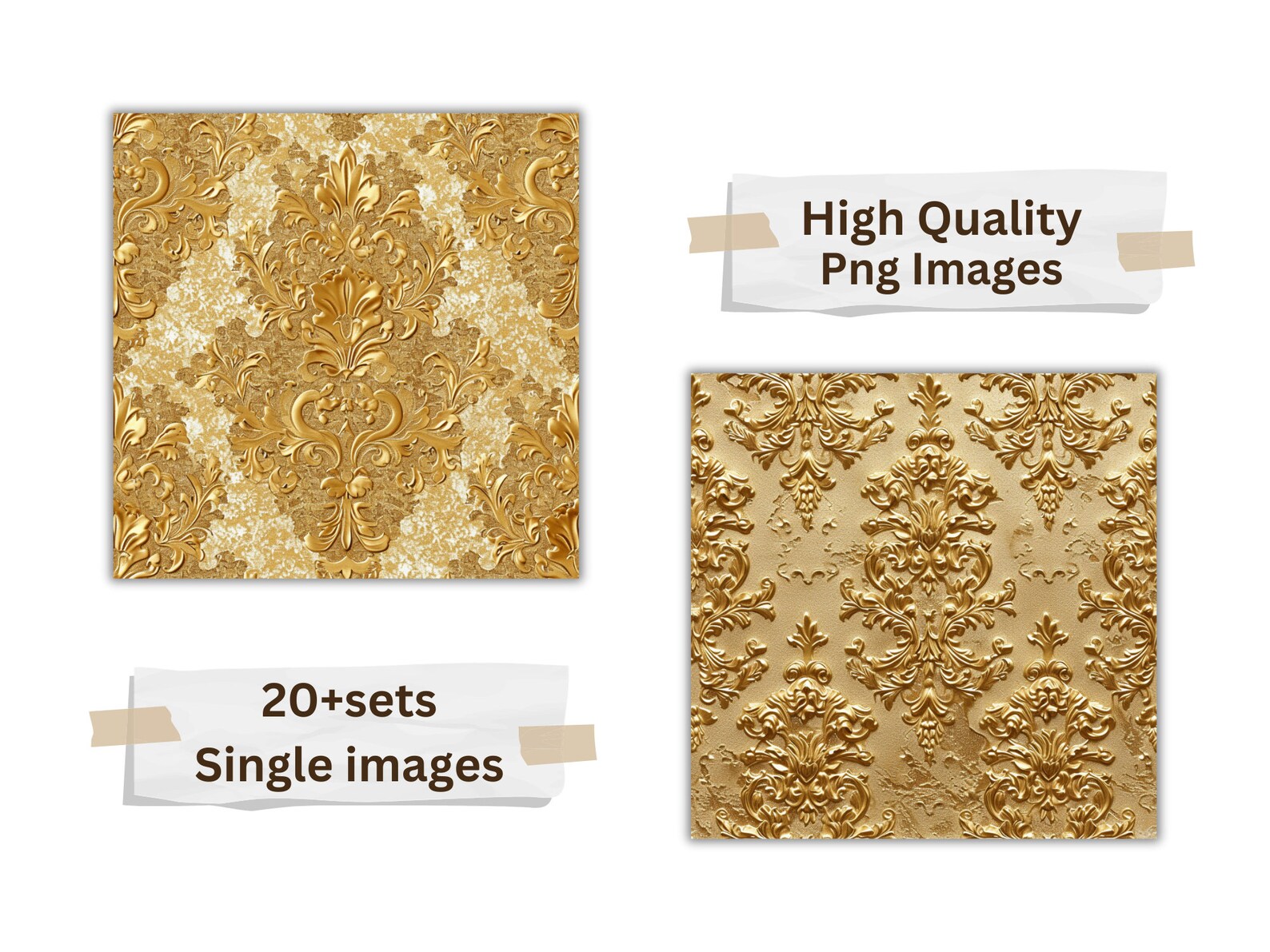 Gold Distressed Damask Digital Paper, Gold Digital Paper Pack, Gold ...