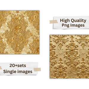 Gold Distressed Damask Digital Paper, Gold Digital Paper Pack, Gold ...