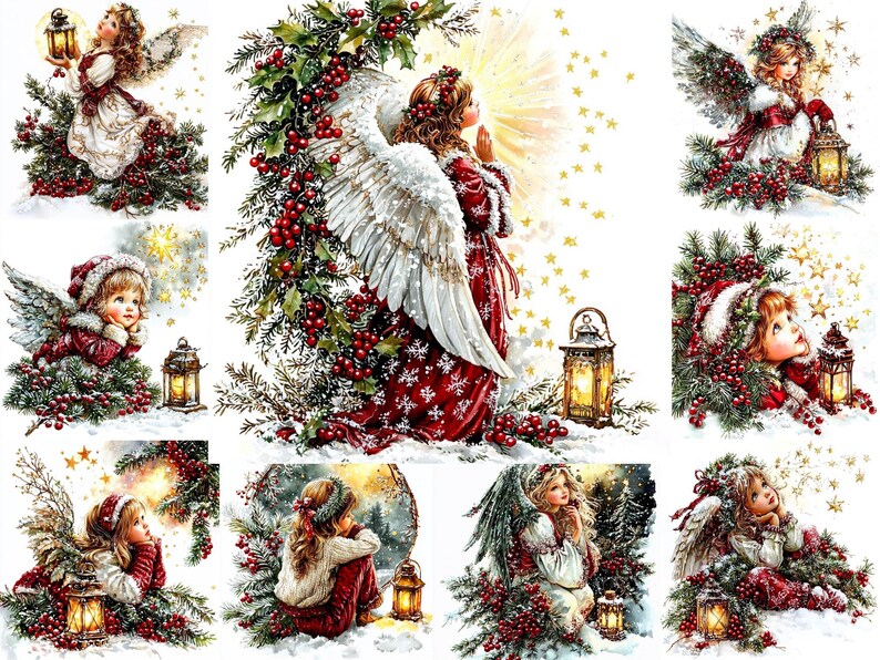 Christmas Fairy Cute Christmas Angle , Printable 20 JPG Image, Cherub ...