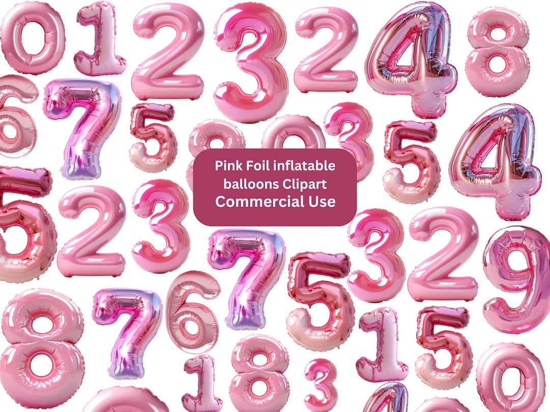 Pink Balloons Clipart, Foil Balloon Number Clipart 20 PNG Clip Art ...