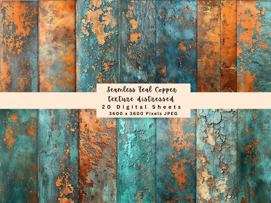 Seamless Turquoise Copper and Patina Shimmer Distressed Background Rust ...