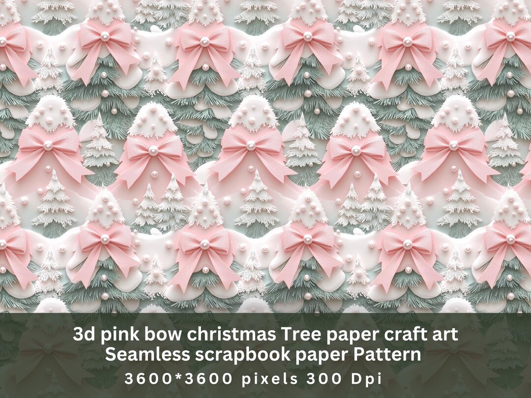 3d Bow Christmas Pink Paper Tree Bow Scrapbook Seamless Journal Kit ...