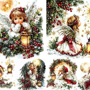 Christmas Fairy Cute Christmas Angle , Printable 20 JPG Image, Cherub ...