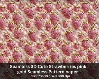 Seamless 3D Strawberry Pattern 3D Strawberry JPG Pattern Strawberry ...