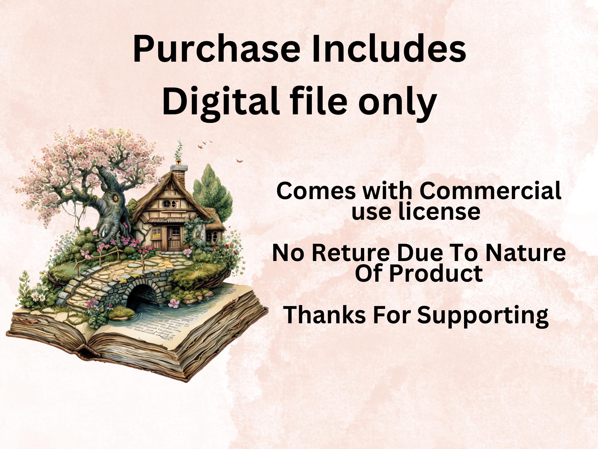 Watercolor Fantasy Forest Books Clipart Bundle, Open Book Clip Art Book ...