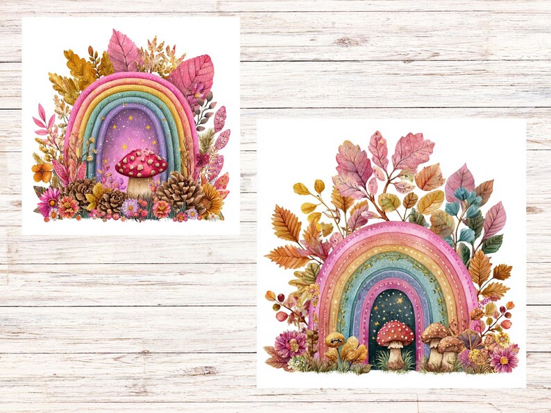Boho Autumn Watercolor Rainbow Clipart, Wild Boho, Baby Shower Clipart ...