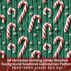 3d Christmas Candy Cane Seamless Pattern, Holiday Red White and Green ...