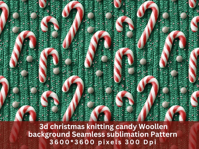 3d Christmas Candy Cane Seamless Pattern, Holiday Red White and Green ...