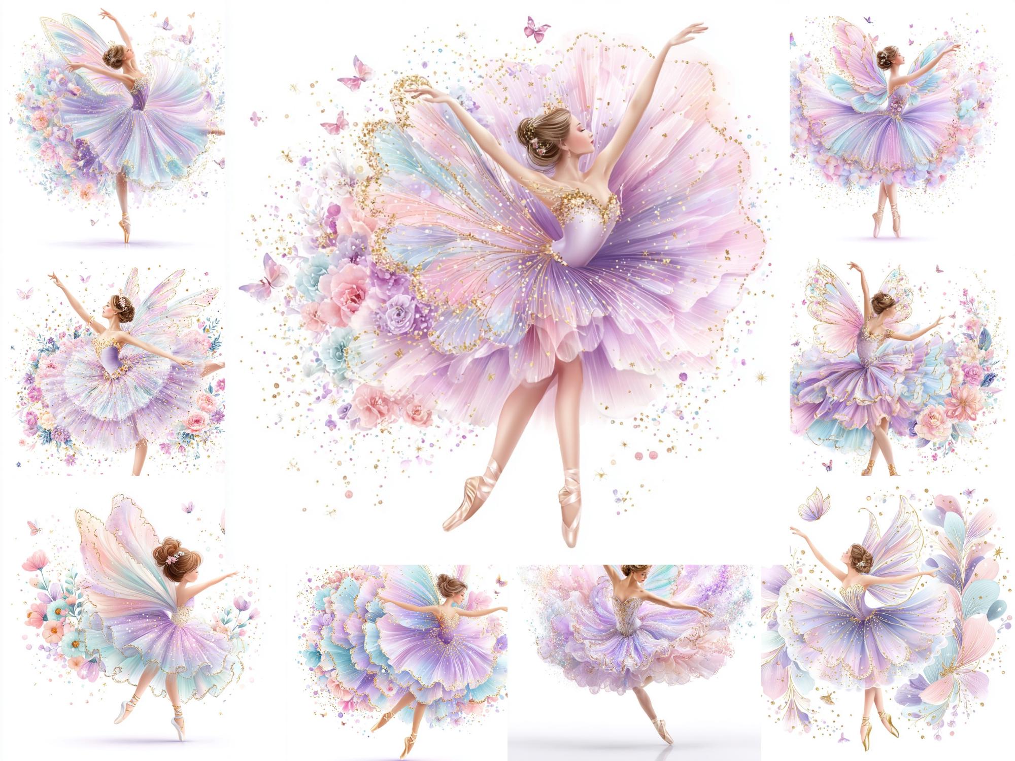 Watercolor Lavender Magical Ballerina Clip Art, Princess Ballet Girl ...