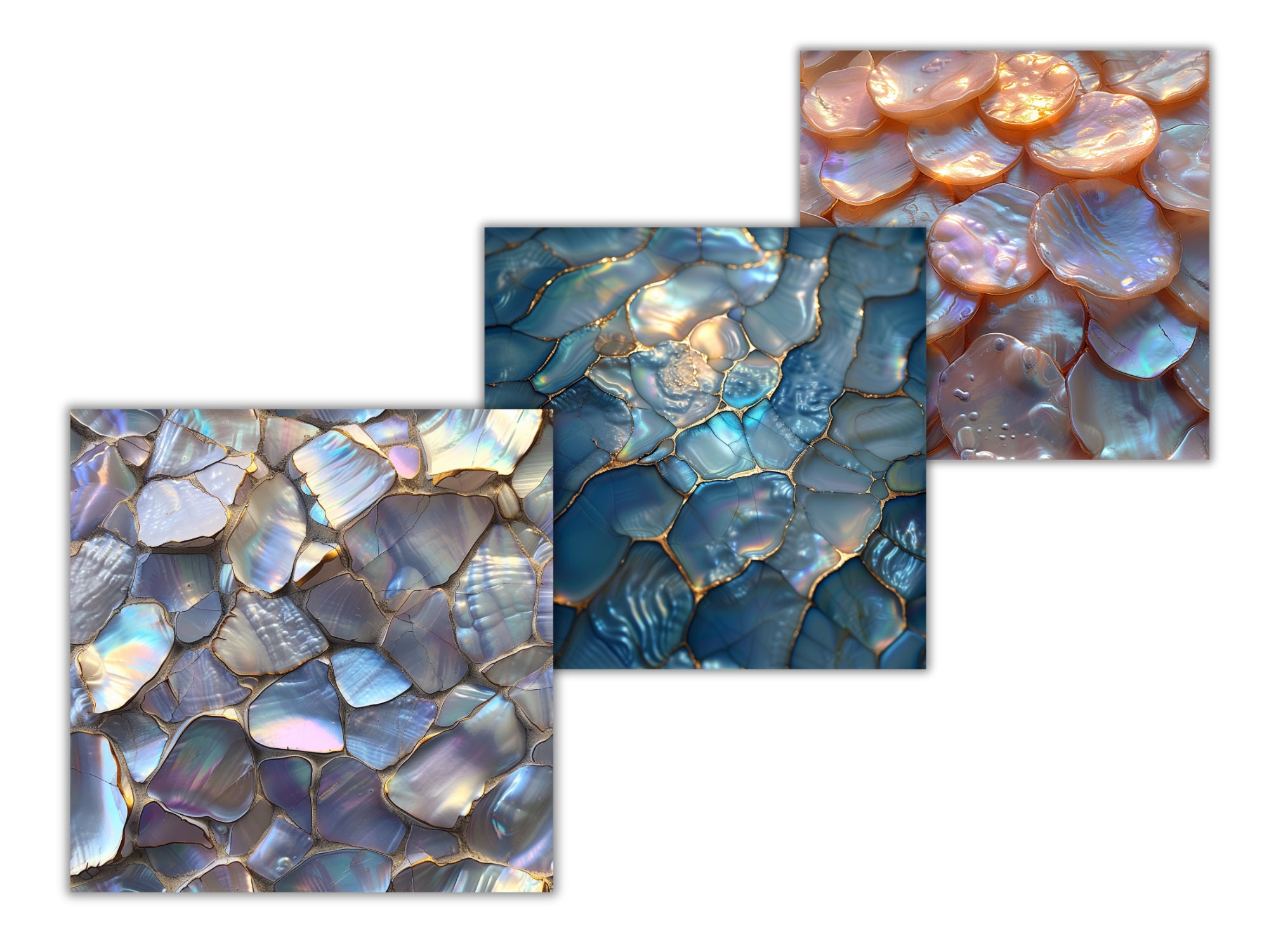 Blue Sea Pearl Digital Paper, Seamless Pearl Layer Backgrounds Luxury ...