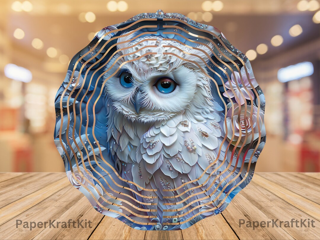 3d Owl Floral Wind Spinner Snow Owl Glitter Sublimation Design Template ...