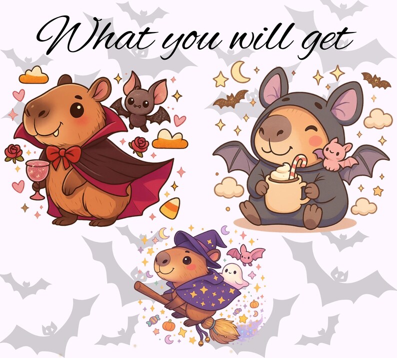 Halloween Capybara Clipart Cute Watercolor Pngs Spooky Capybara Art for ...