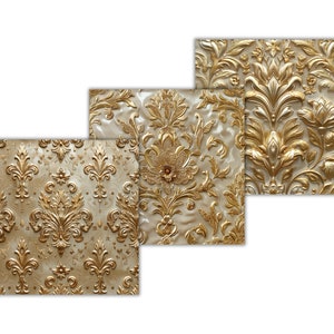 Gold Distressed Damask Digital Paper, Gold Digital Paper Pack, Gold ...