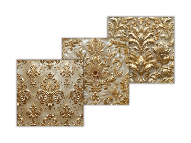 Gold Distressed Damask Digital Paper, Gold Digital Paper Pack, Gold ...