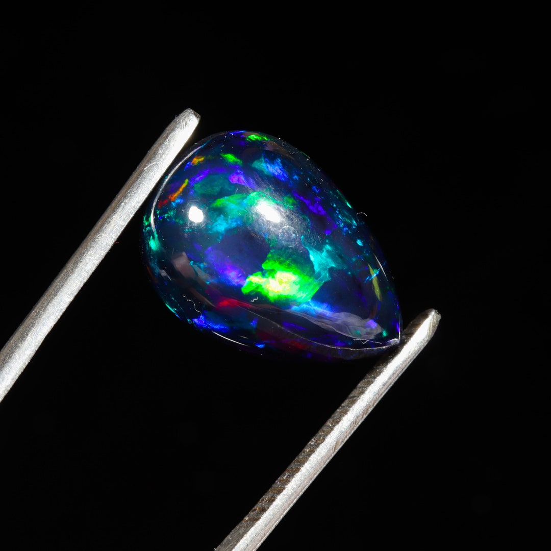AAA Quality Black Opal, Pear Shape Black Opal, Black Opal Cabochon ...