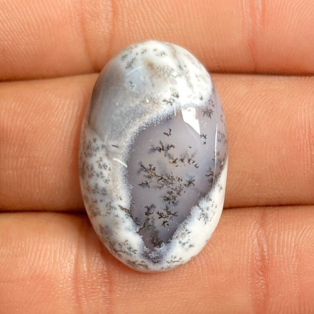 Dendrite Opal Pair Gemstone Oval, Dendritic Opal Cabochon, Natural ...