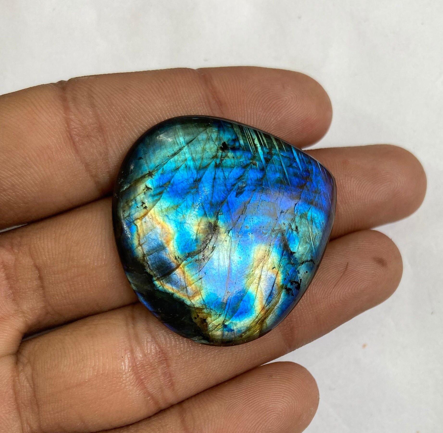 37x37x7mm 71.20cts, Multi Fire Labradorite, Spectrulite Cabochon Flashy ...